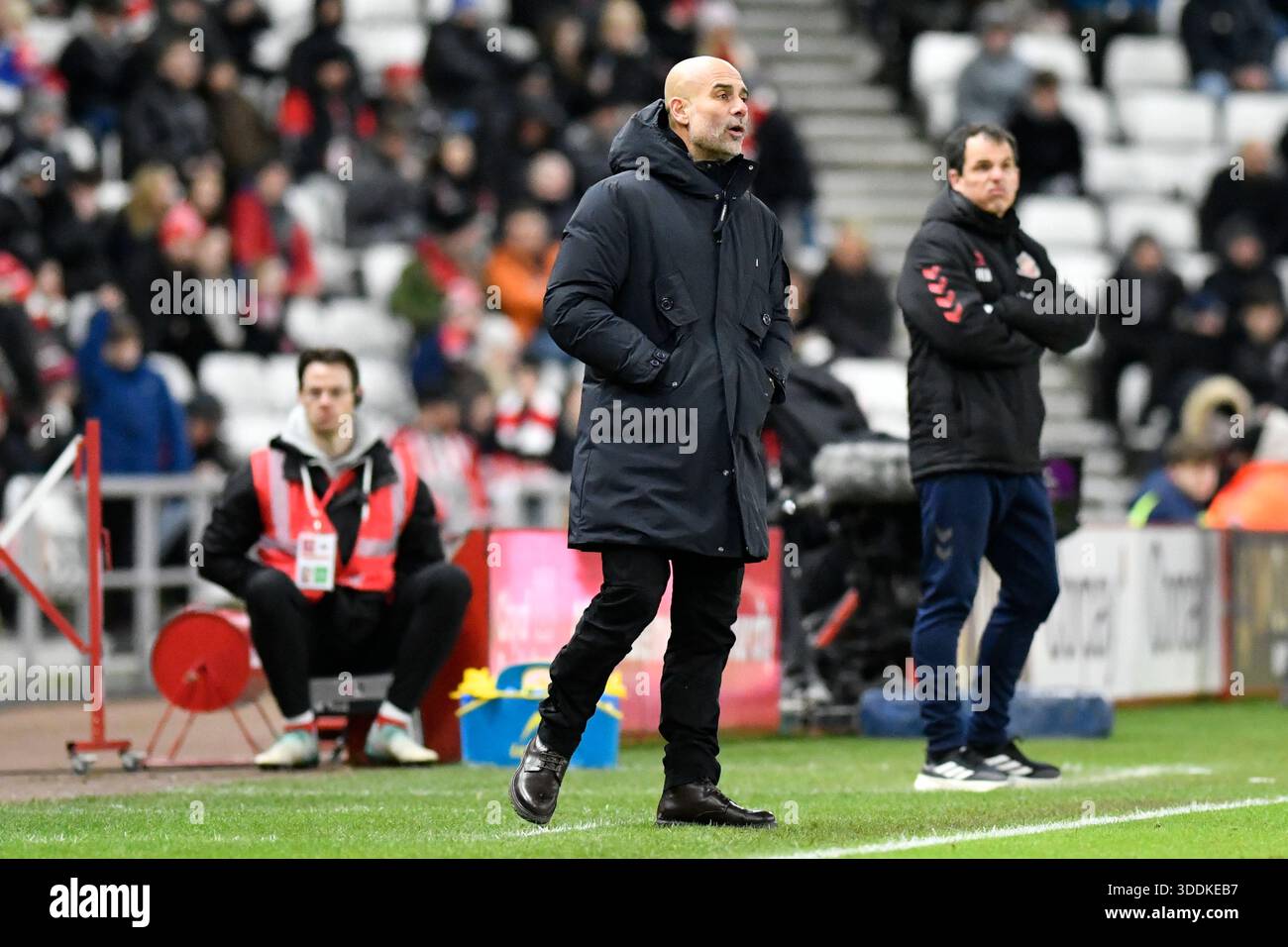 Pep Guardiola of Manchester City during the Sunderland v Manchester ...