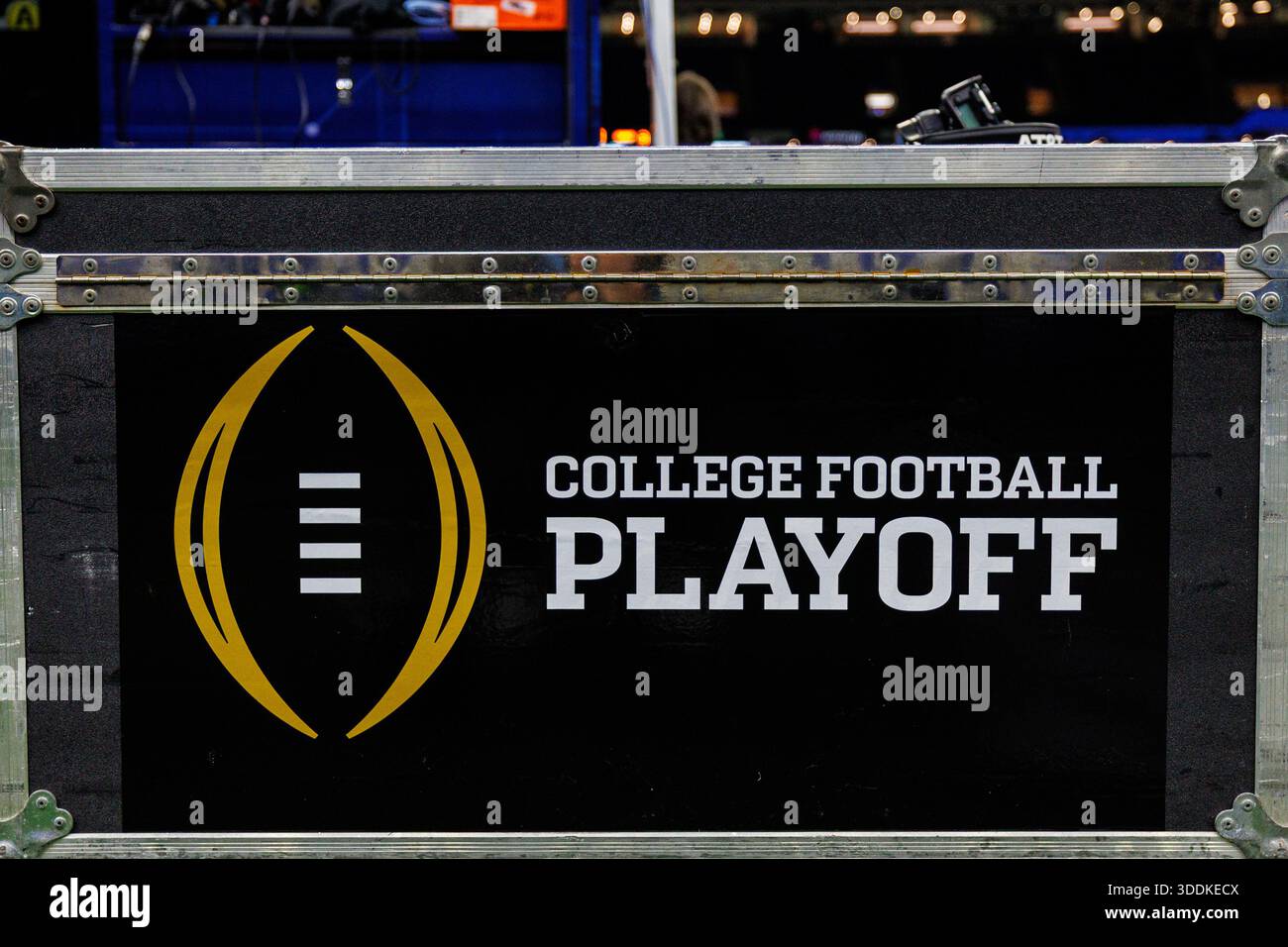 January 01, 2026: A general view of College Football Playoff logo on ...