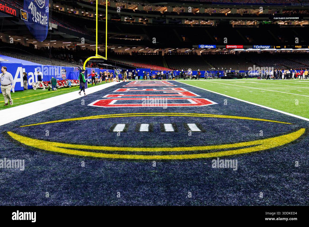 January 01, 2026: A general view of College Football Playoff logo prior ...