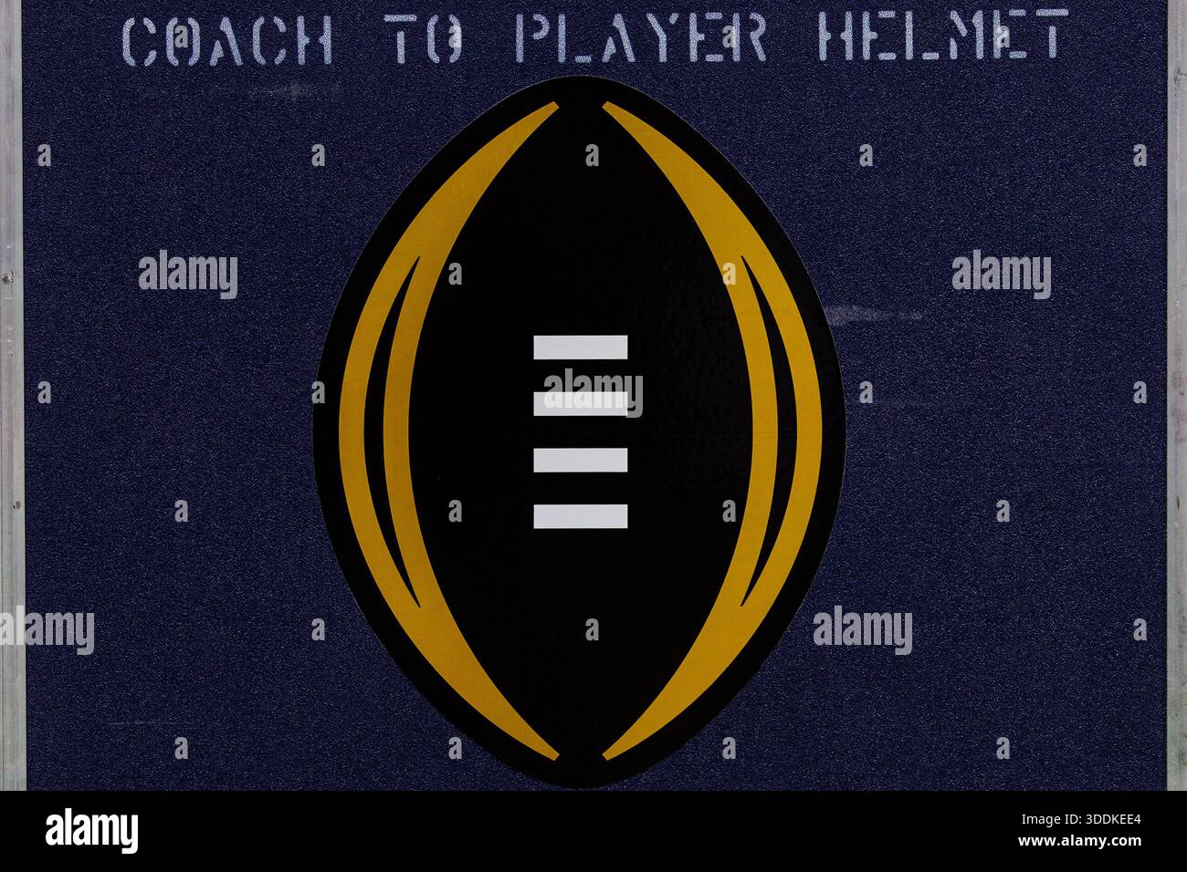 January 01, 2026: A general view of College Football Playoff logo prior ...