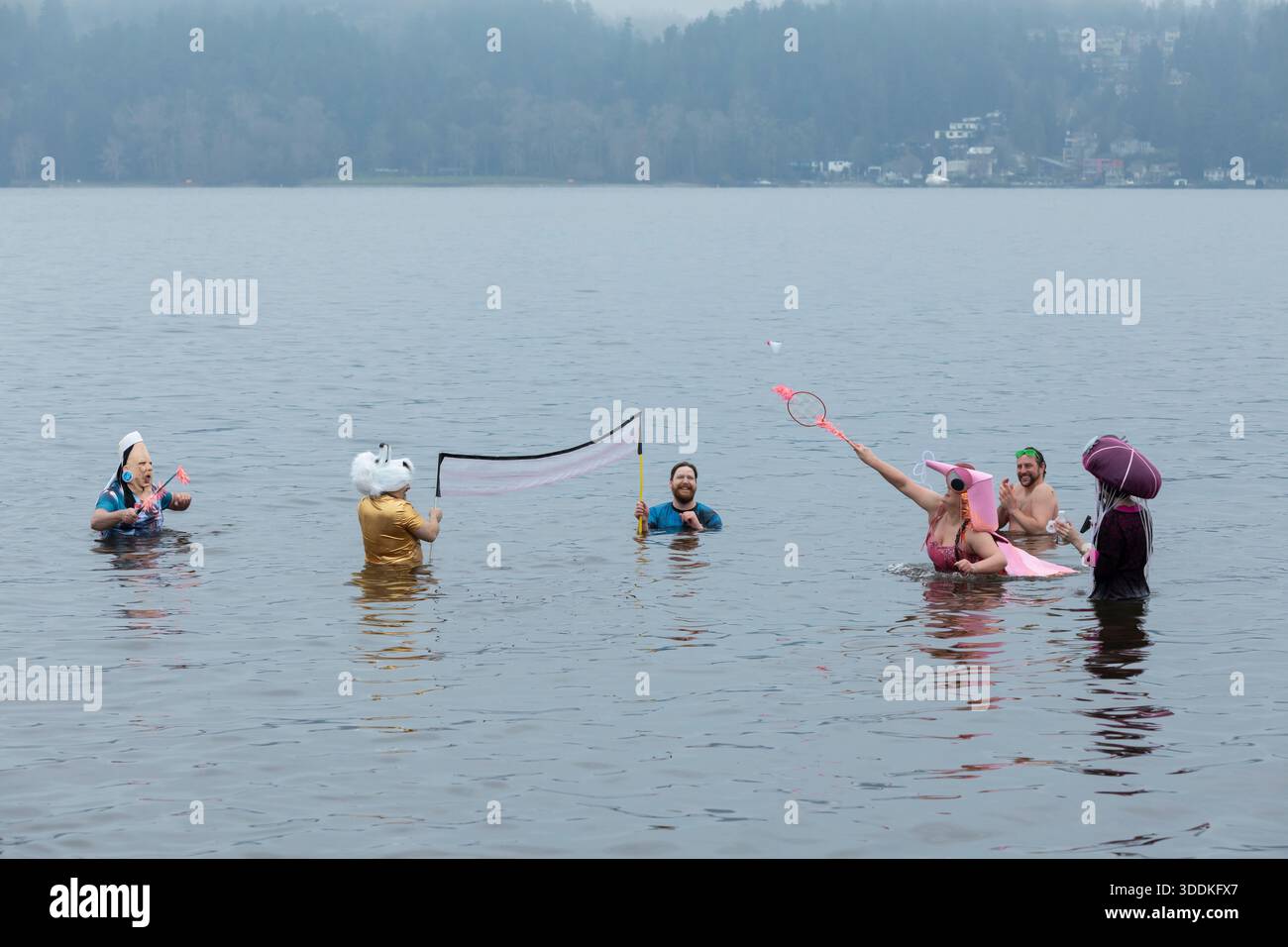 Seattle, Washington, USA. 1st January 2026. A group of friends play a ...