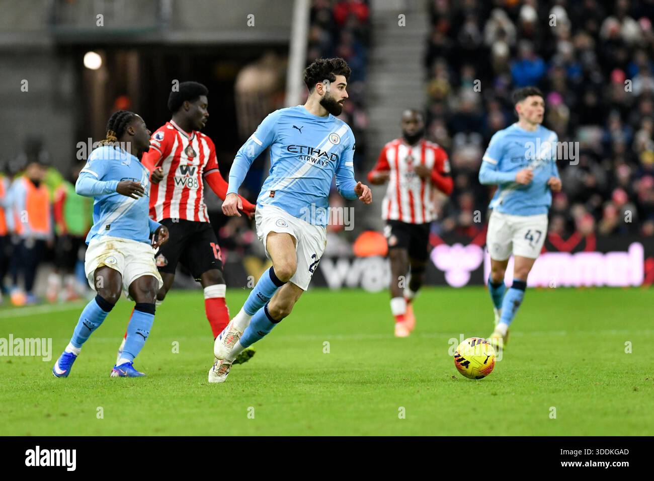 Joško Gvardiol of Manchester City on the ball during the Sunderland v ...