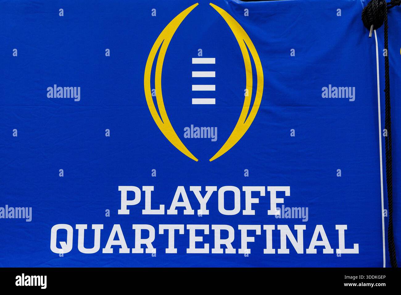 January 01, 2026: A general view of the Playoff Quarterfinal logo prior ...