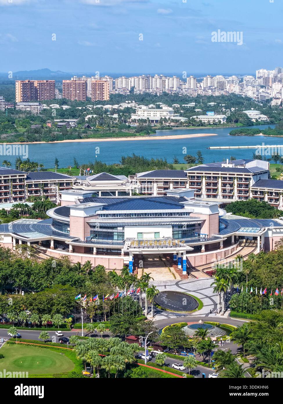 QIONGHAI, CHINA - DECEMBER 21, 2025 - Aerial view of the Boao Forum for ...
