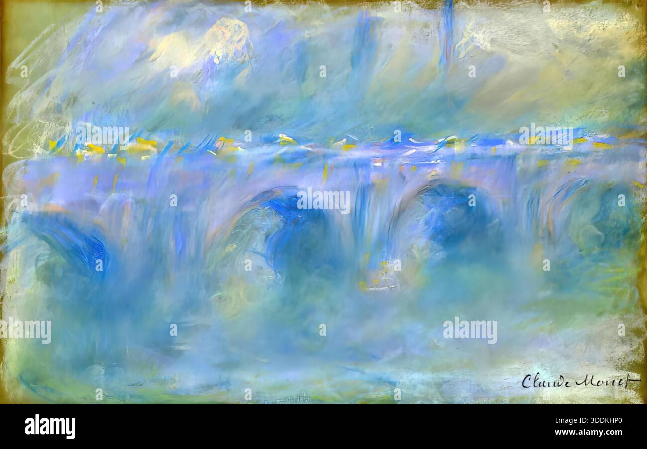 Waterloo Bridge Claude Monet 1901 pastel on paper urban river scene ...