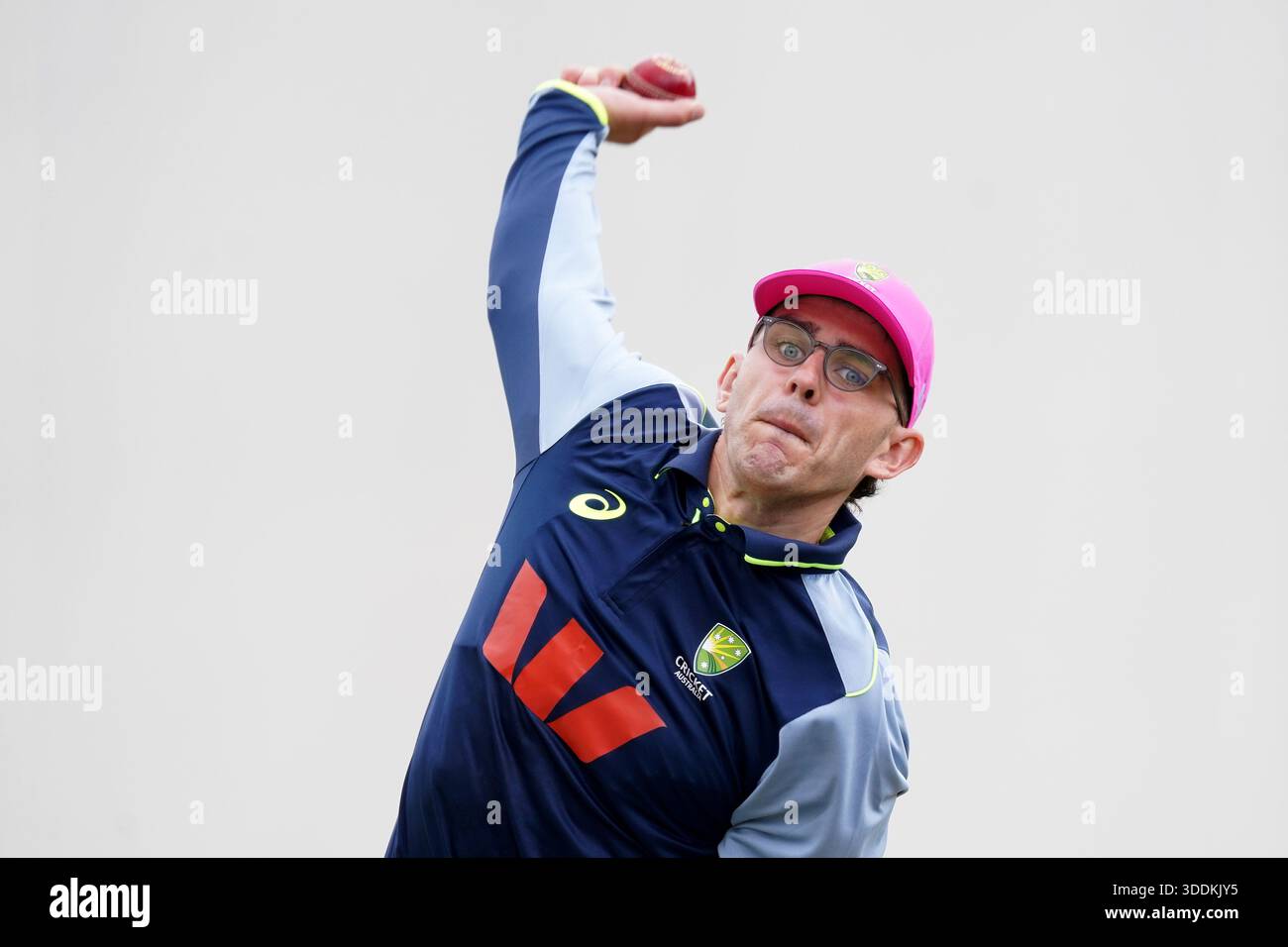 Australia's Todd Murphy bowls during a nets session at the Sydney ...
