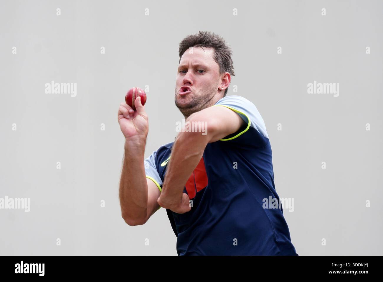 Australia's Beau Webster bowls during a nets session at the Sydney ...