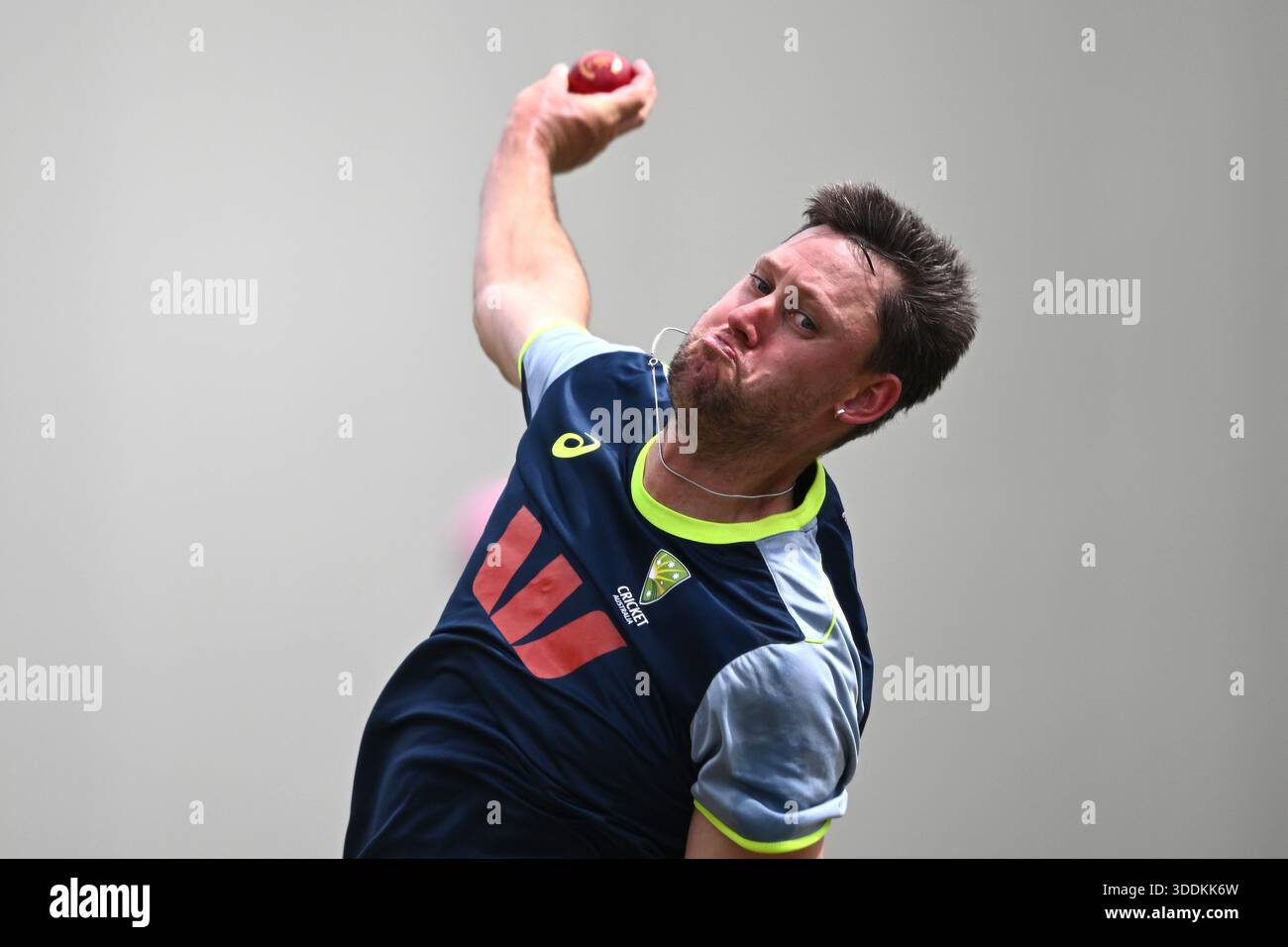 Beau Webster bowls in the nets during an Australian Cricket team ...