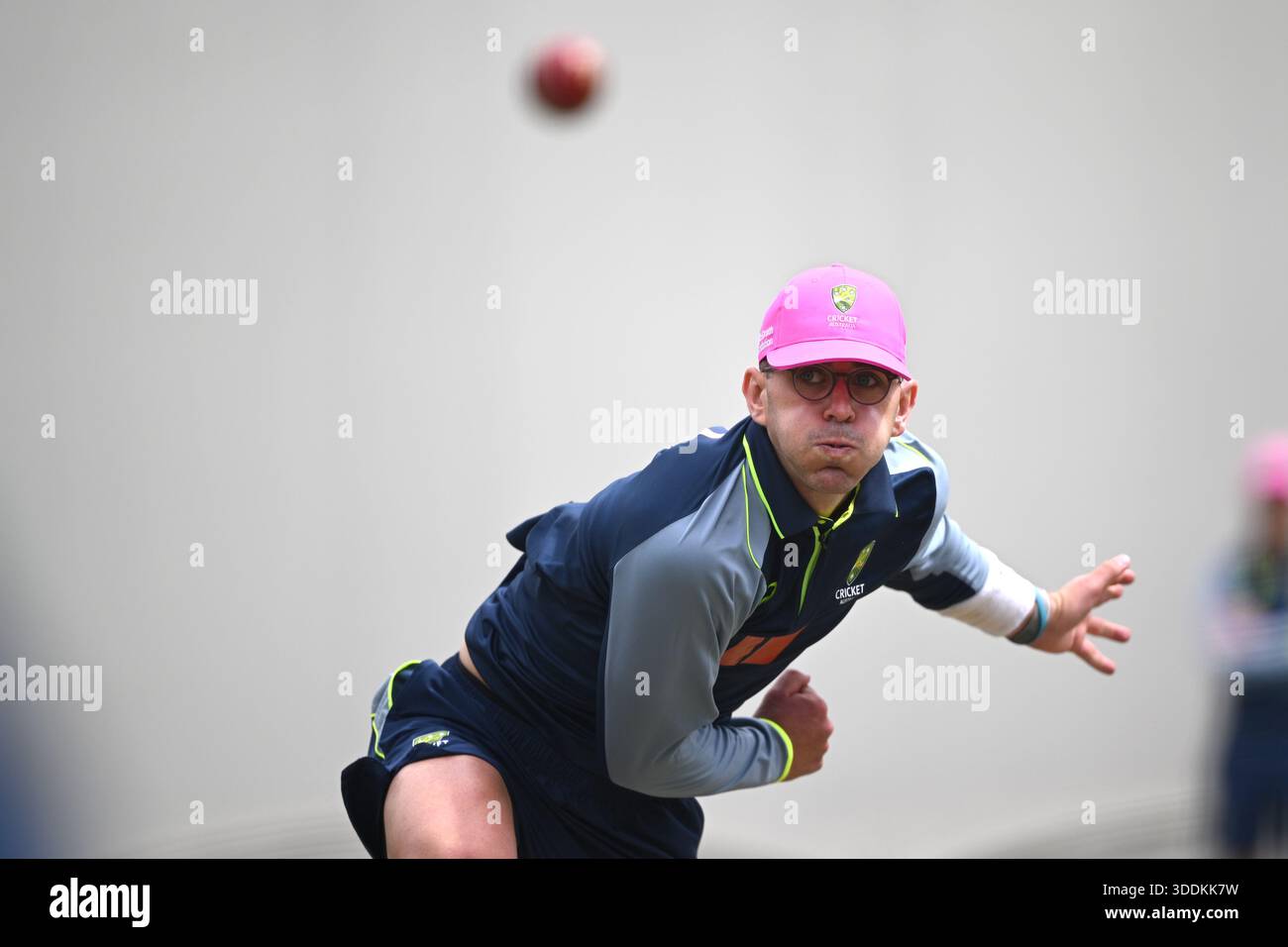 Todd Murphy bowls in the nets during an Australian Cricket team ...