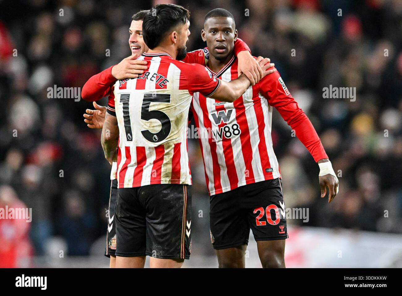 Nordi Mukiele, Granit Xhaka and Omar Alderete of Sunderland FC during ...