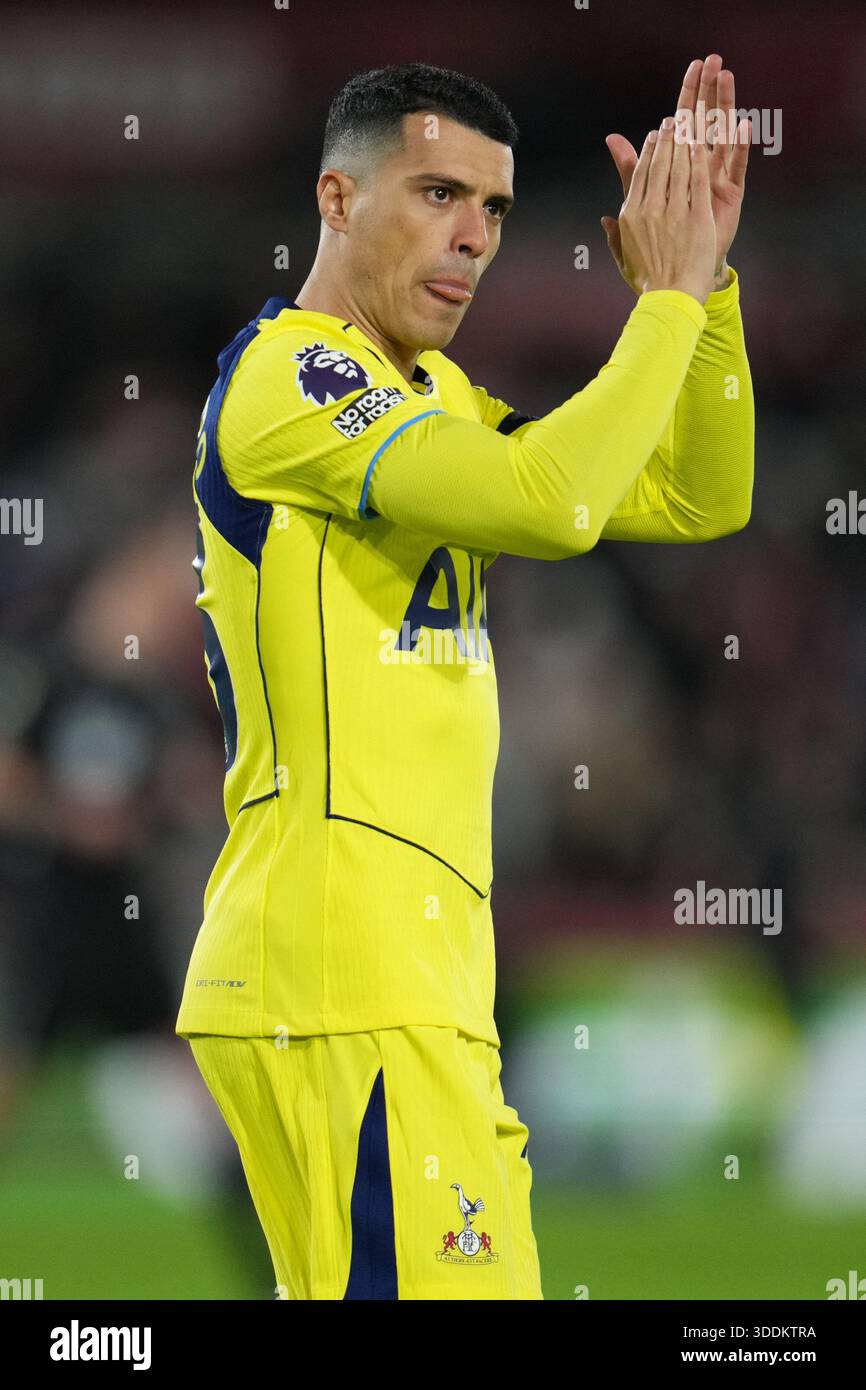 Pedro Porro of Tottenham Hotspur before kick off during the Premier ...