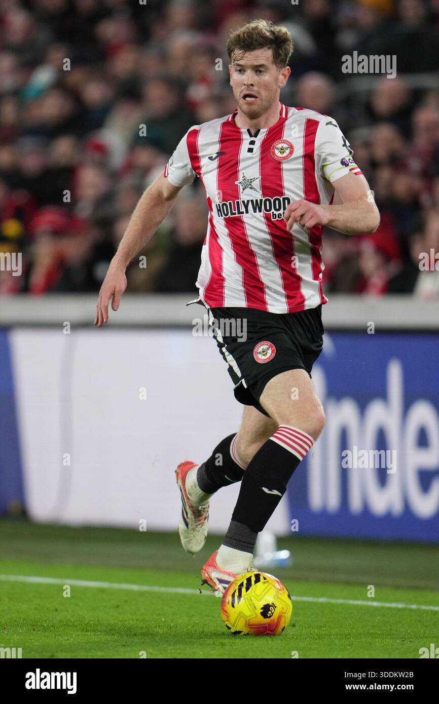 Nathan Collins of Brentford on the ball during the Premier League match ...