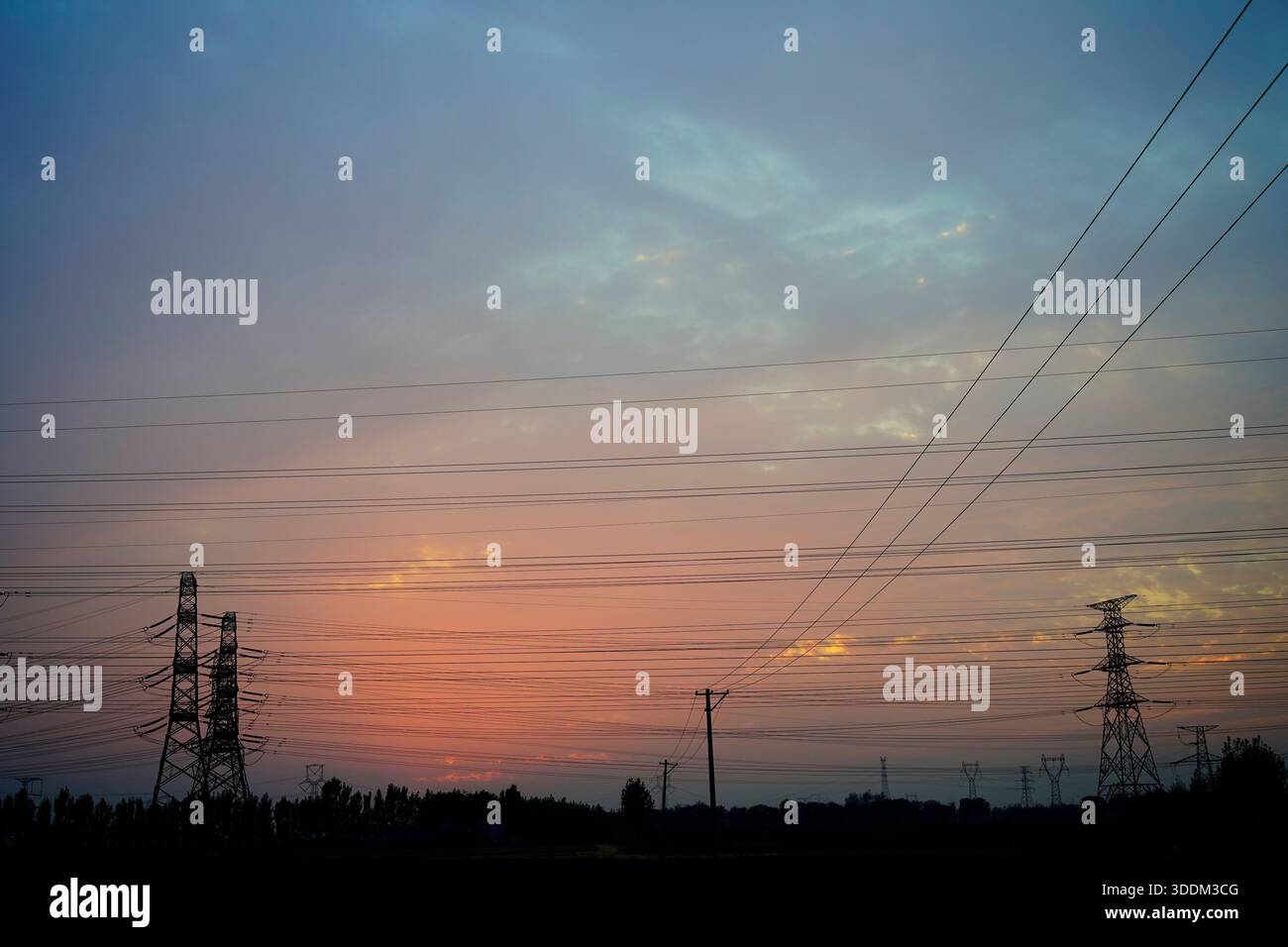Pylon, high-voltage tower sky background，Electric power industry ...