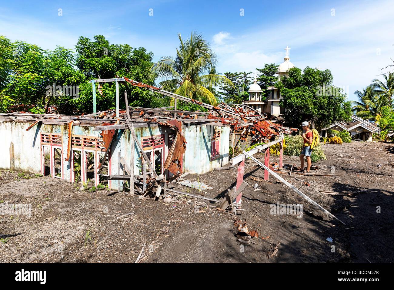 Devastation after volcano eruption on Ruang island north of Sulawesi in ...