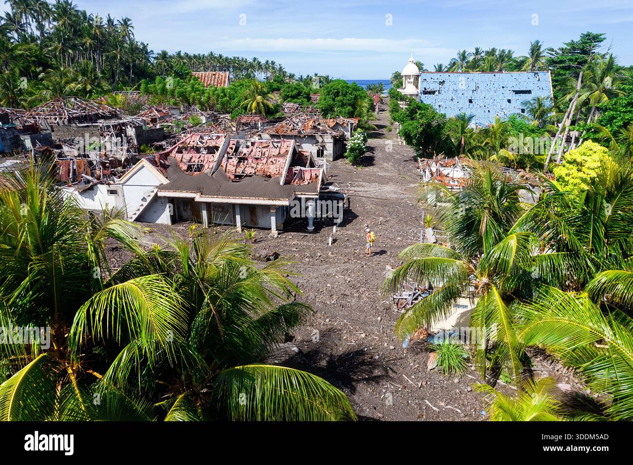 Devastation after volcano eruption on Ruang island north of Sulawesi in ...