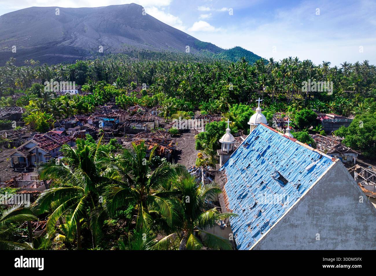 Devastation after volcano eruption on Ruang island north of Sulawesi in ...