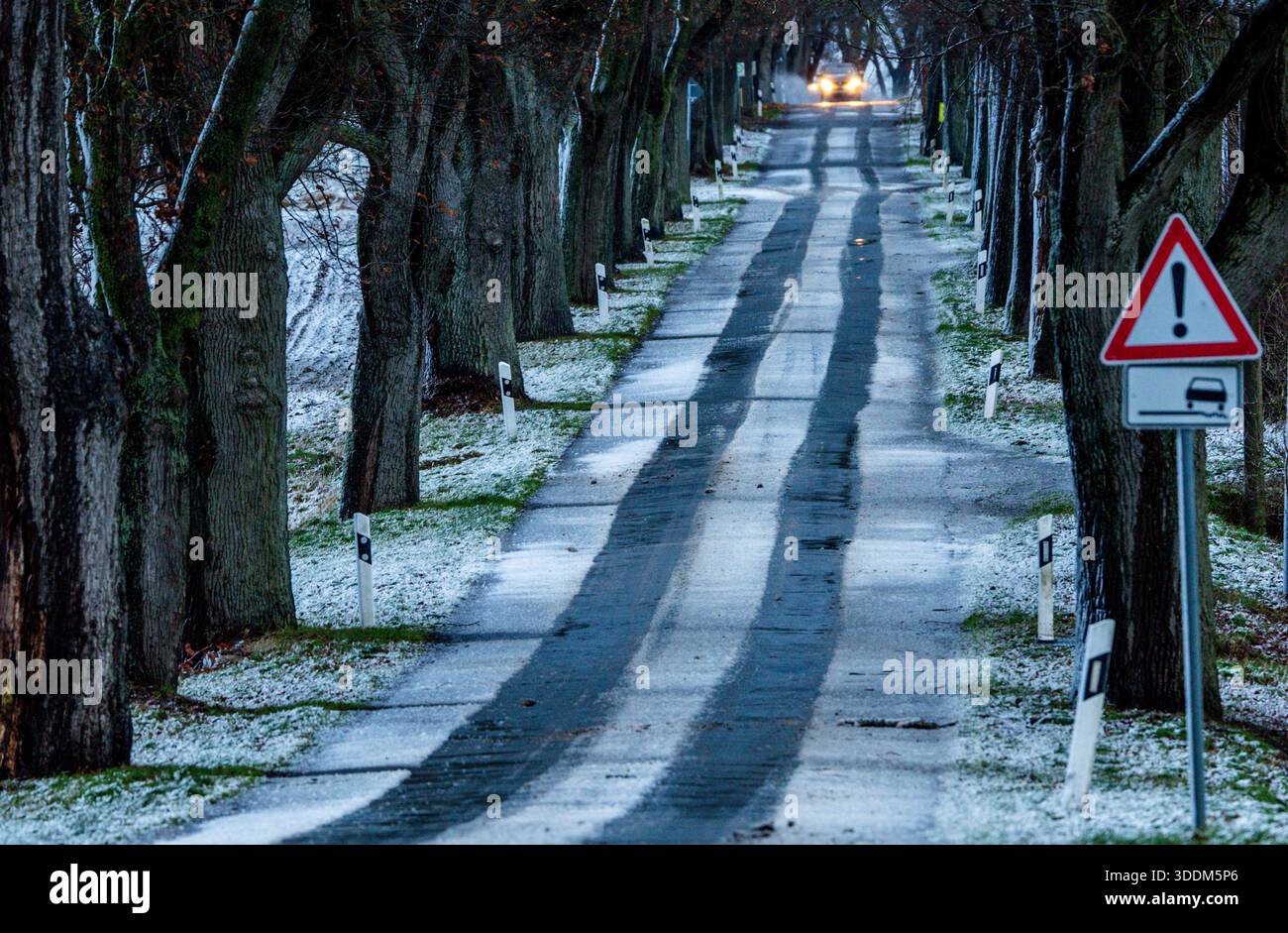 02 January 2026, Mecklenburg-Western Pomerania, Perlin: A car drives ...