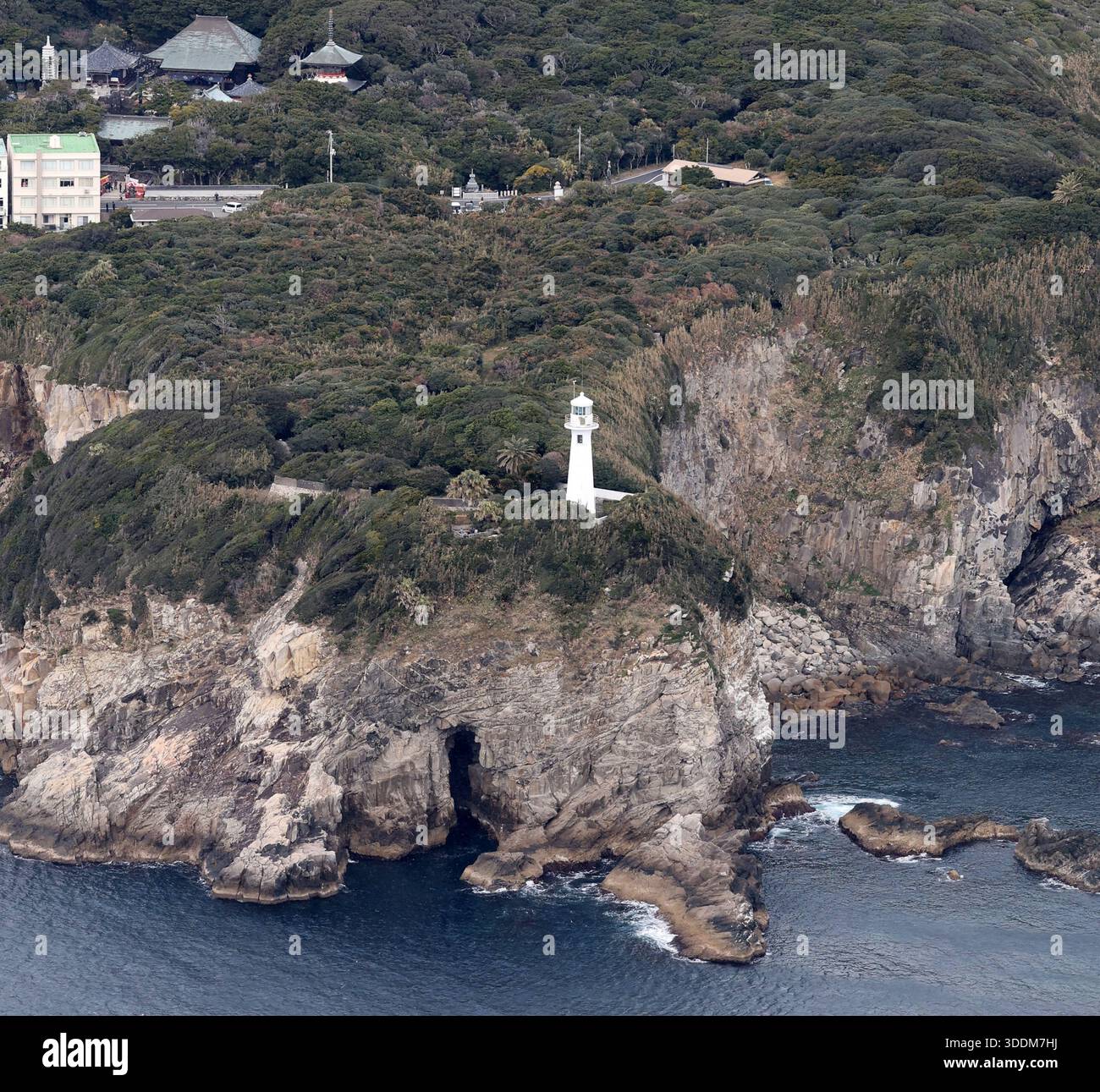An aerial photo shows Ashizuri Cape in Tosashimizu City, Kochi ...