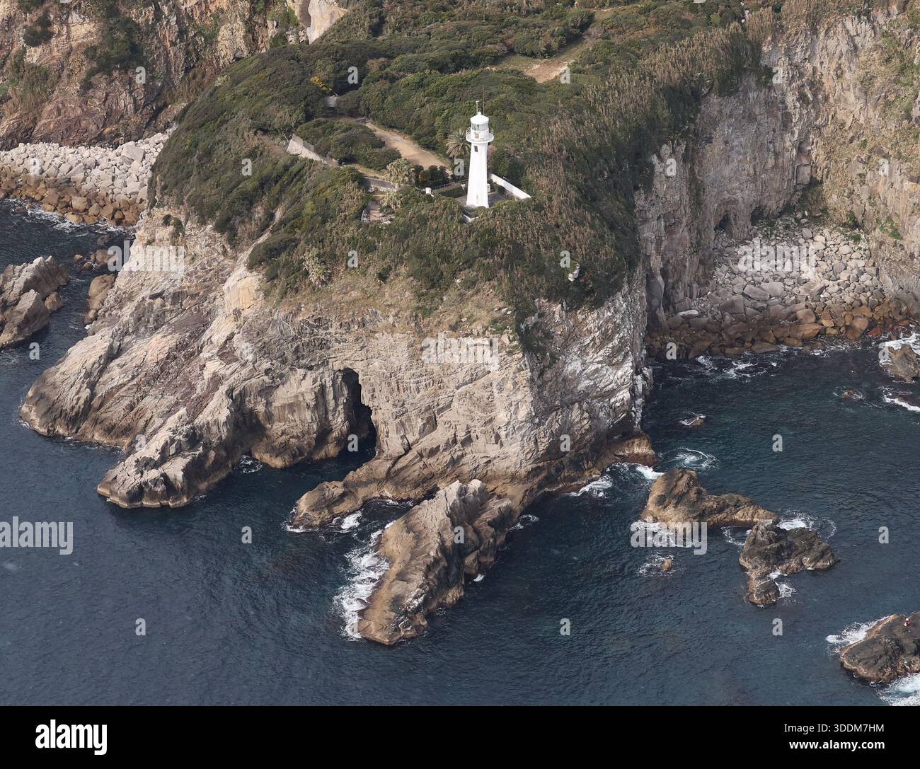 An aerial photo shows Ashizuri Cape in Tosashimizu City, Kochi ...