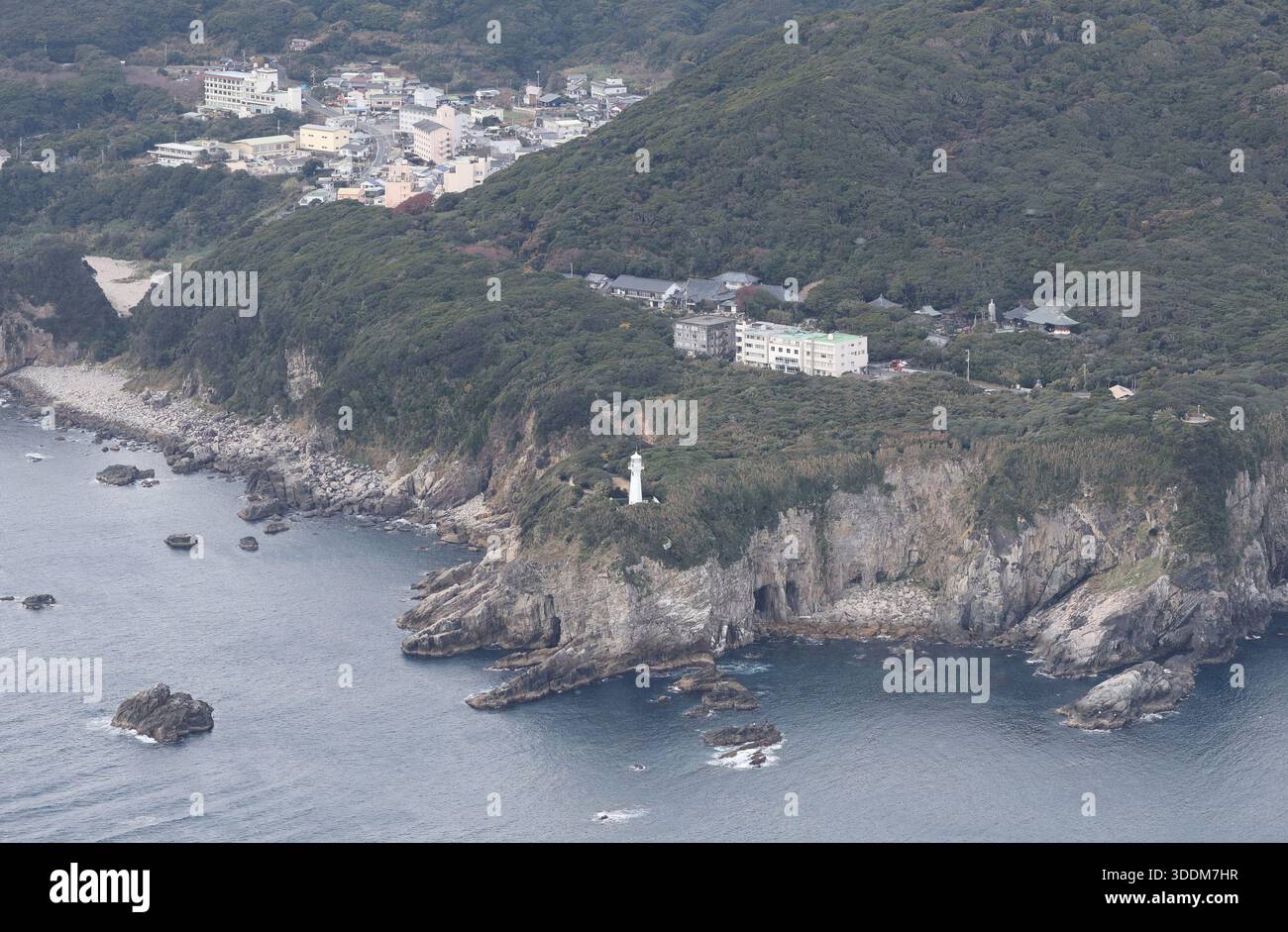 An aerial photo shows Ashizuri Cape in Tosashimizu City, Kochi ...