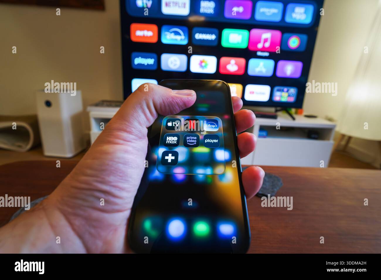 Modern television displaying app icon hi-res stock photography and ...
