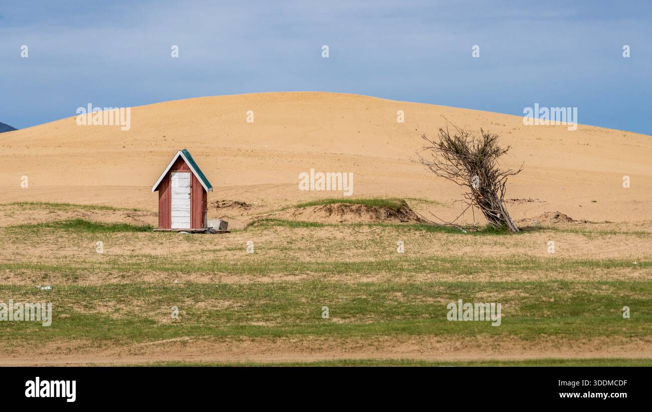 Tiny Wooden Shack in the Mongolian Desert Landscape Stock Photo - Alamy