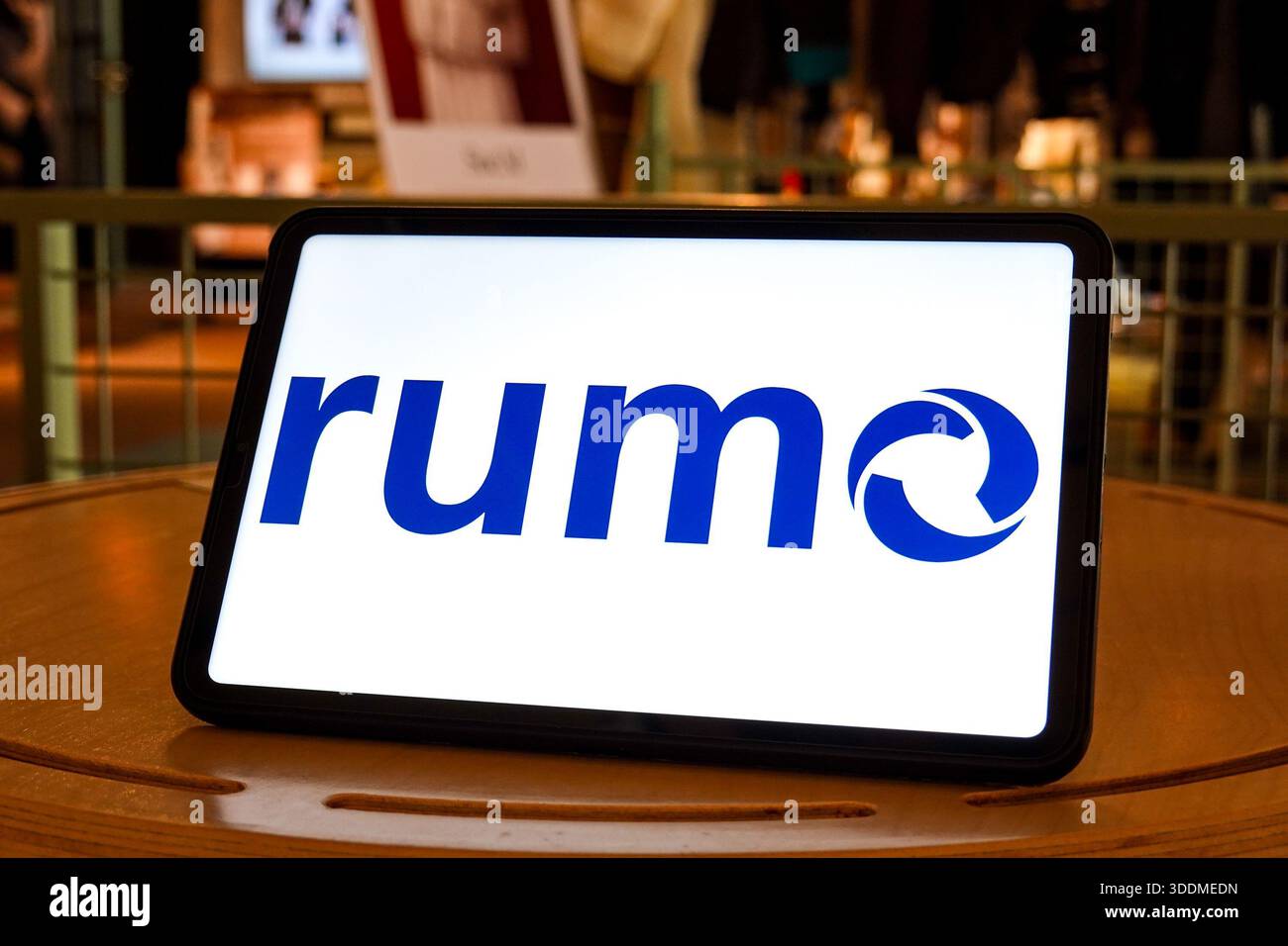 In this photo illustration, the logo of Rumo is displayed on the screen ...