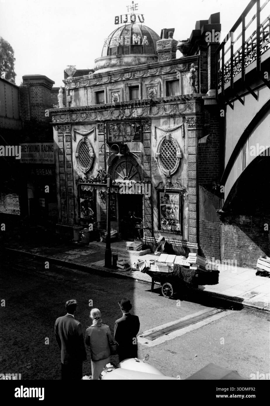 BILL TRAVERS, VIRGINIA McKENNA and LESLIE PHILLIPS outside the BIJOU ...
