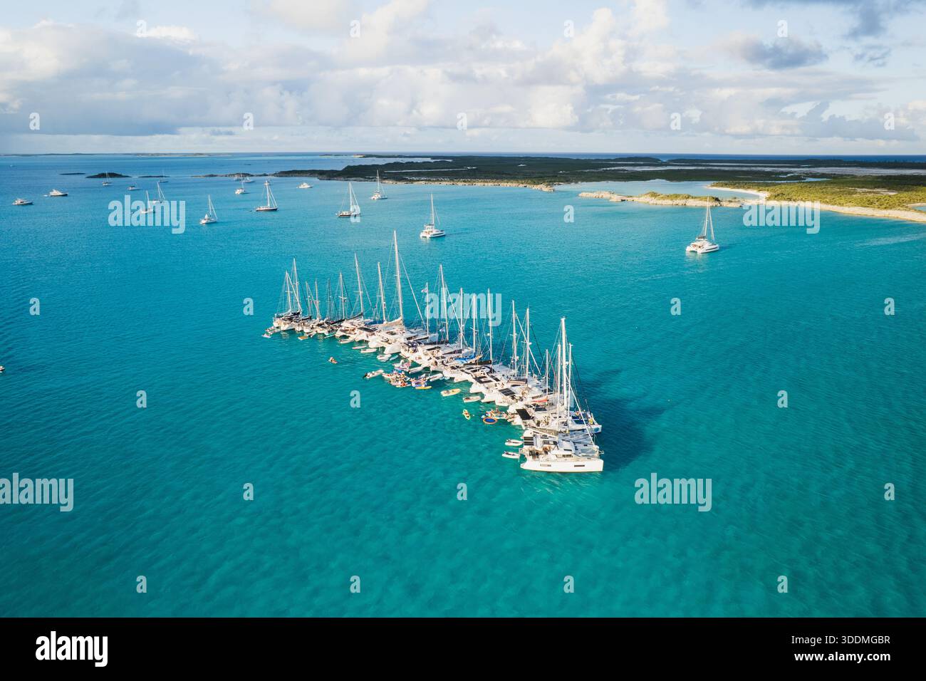 Aerial view of catamarans rafted together in tropical water Stock Photo ...