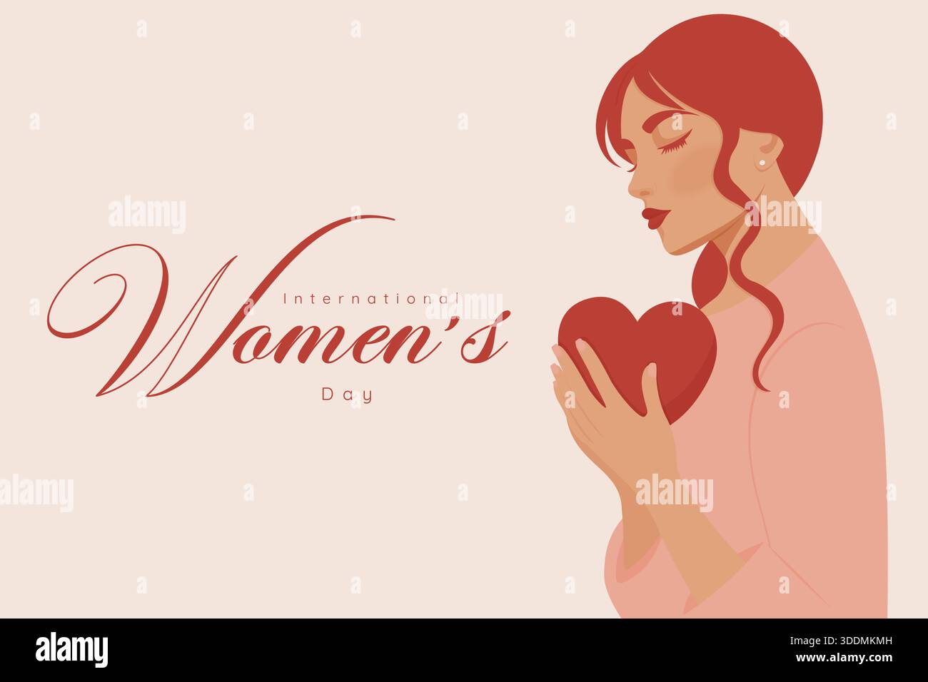 Happy International Womens Day banner with female character holding ...