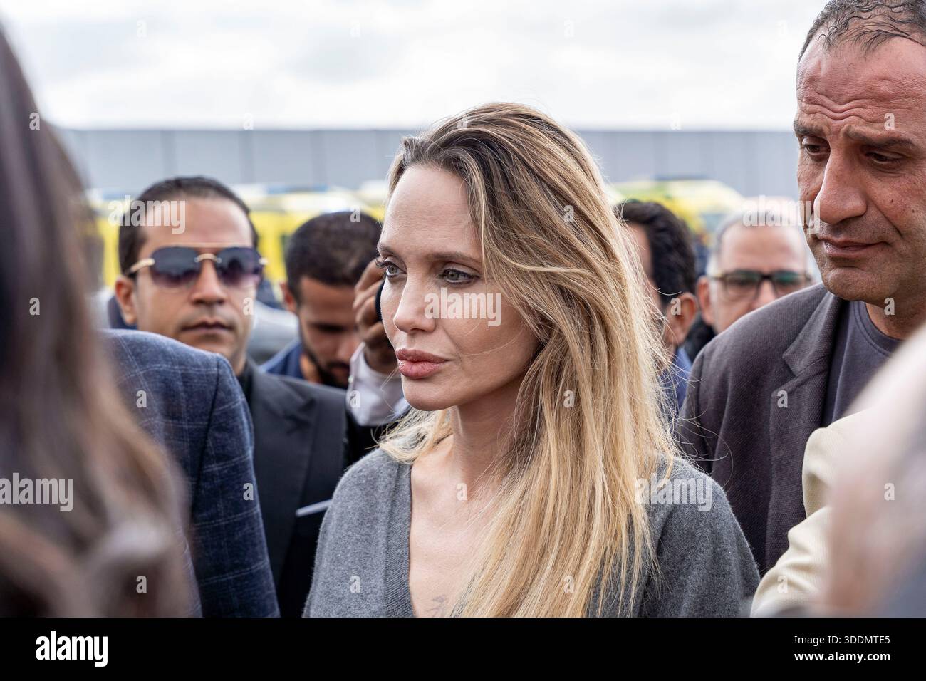 American actor and film producer Angelina Jolie, center, visits the ...