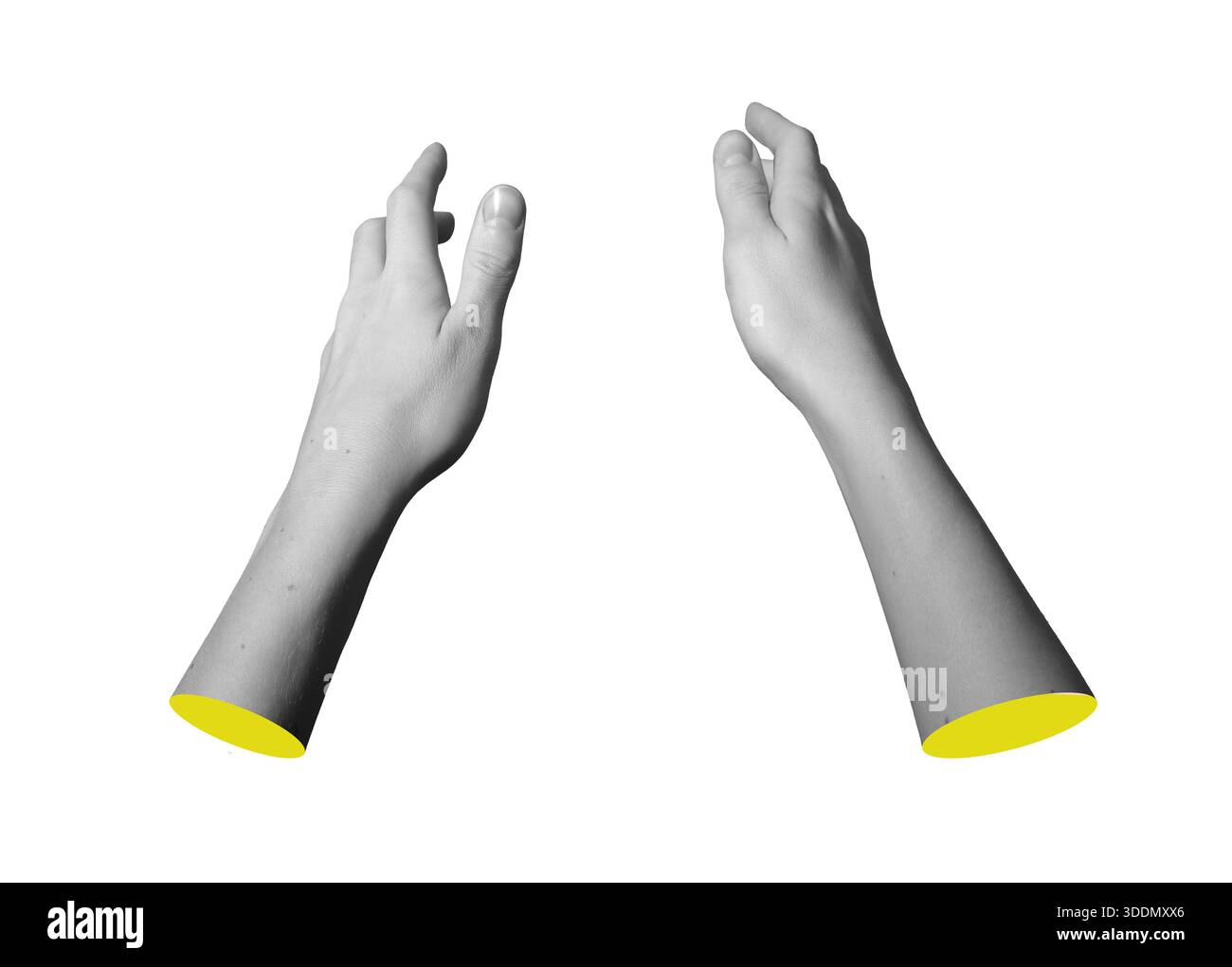 Two hands reaching forward with open expressive gesture. Outstretched ...