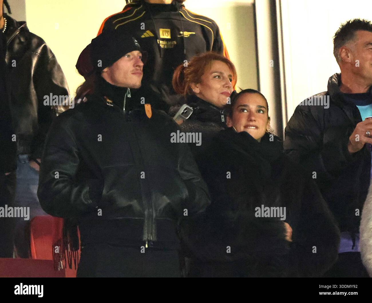 Dua Lipa and Callum Turner at the Arsenal v Aston Villa EPL match, at ...