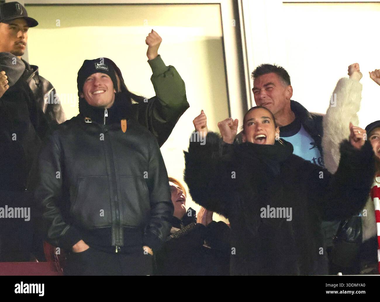 Dua Lipa and Callum Turner at the Arsenal v Aston Villa EPL match, at ...