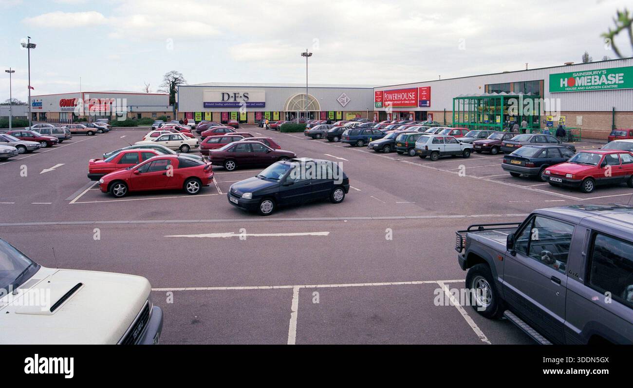 Pierpoint Retail Park at Kings Lynn, in 1999, Norfolk, eastern England ...