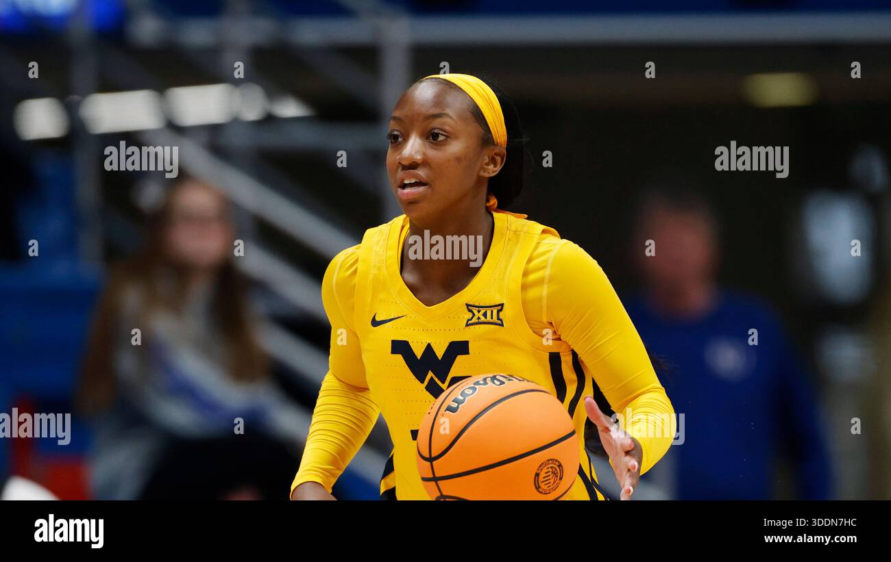 West Virginia guard Jordan Harrison (10) during an NCAA college ...