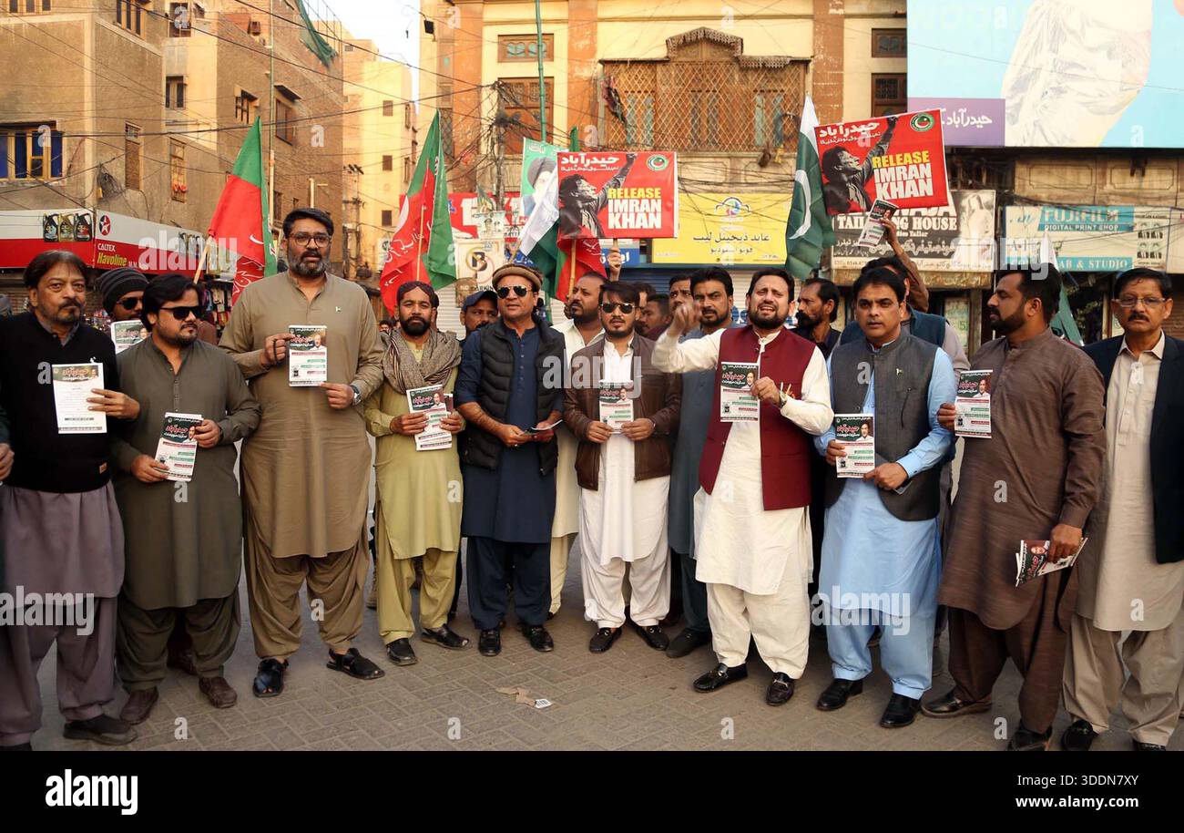HYDERABAD, PAKISTAN, JAN 02: Activists of Tehreek-e-Insaf (PTI) are ...