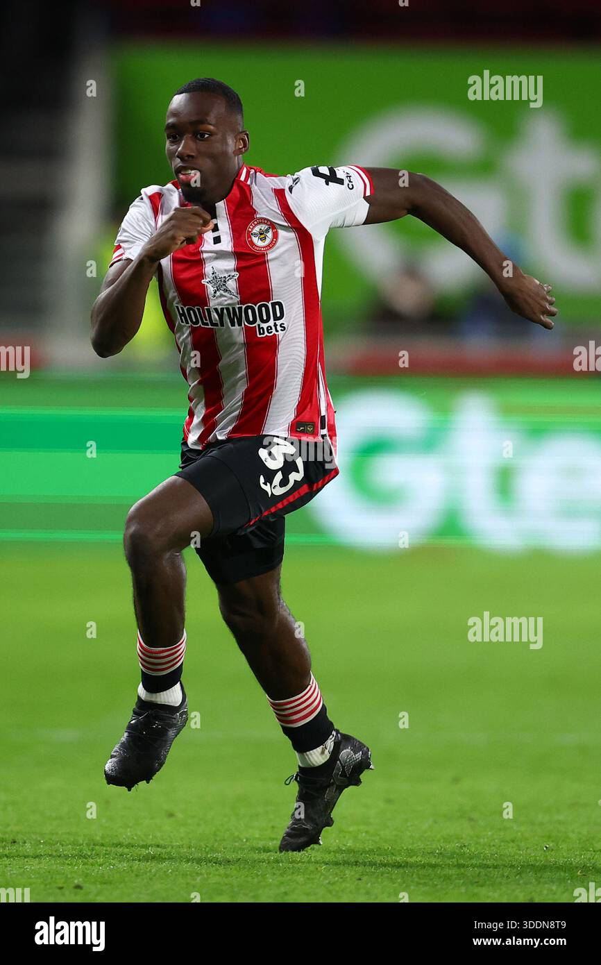 London, England, 1st January 2026. Michael Kayode of Brentford during ...