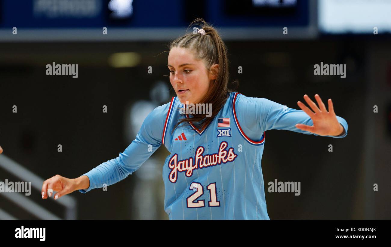 Kansas guard Elle Evans (21) during an NCAA college basketball game on ...