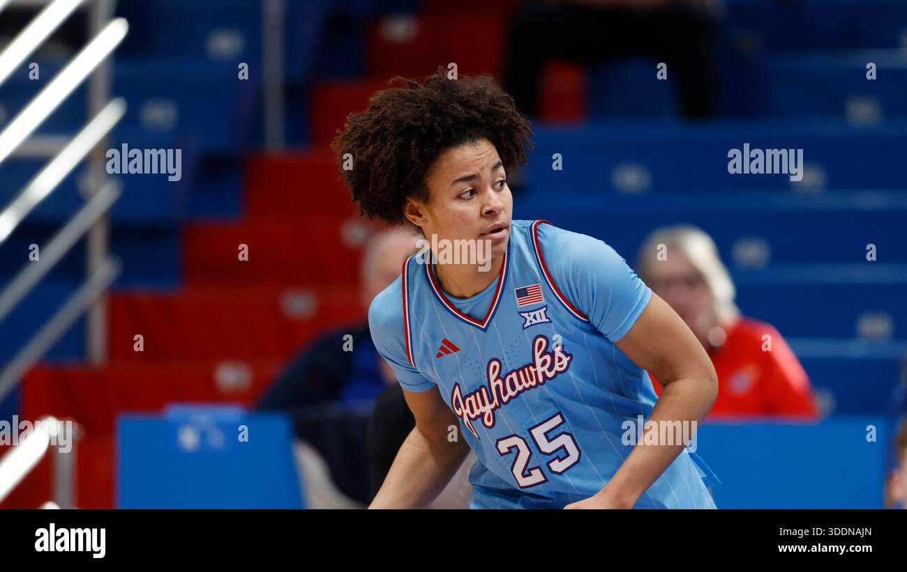Kansas forward Jaliya Davis (25) during an NCAA college basketball game ...