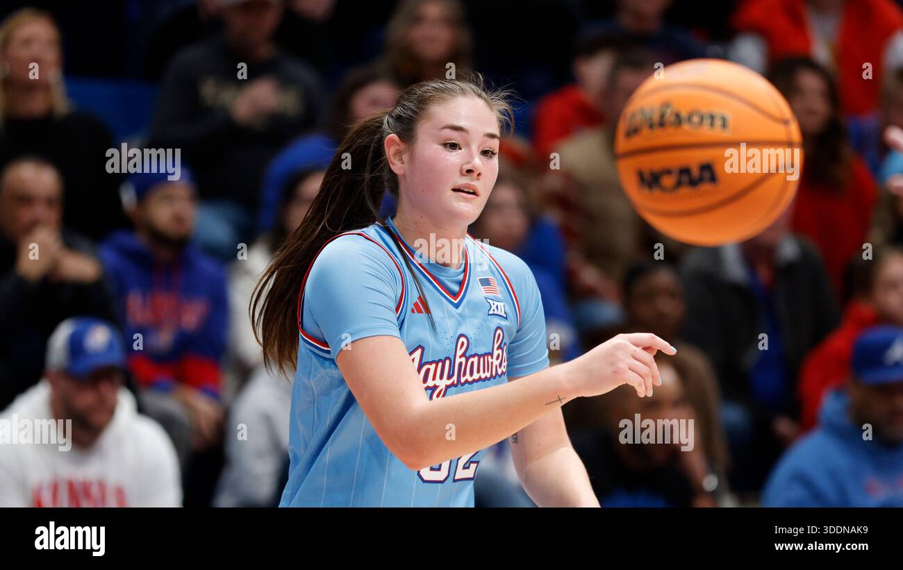 Kansas forward Lilly Meister (52) during an NCAA college basketball ...