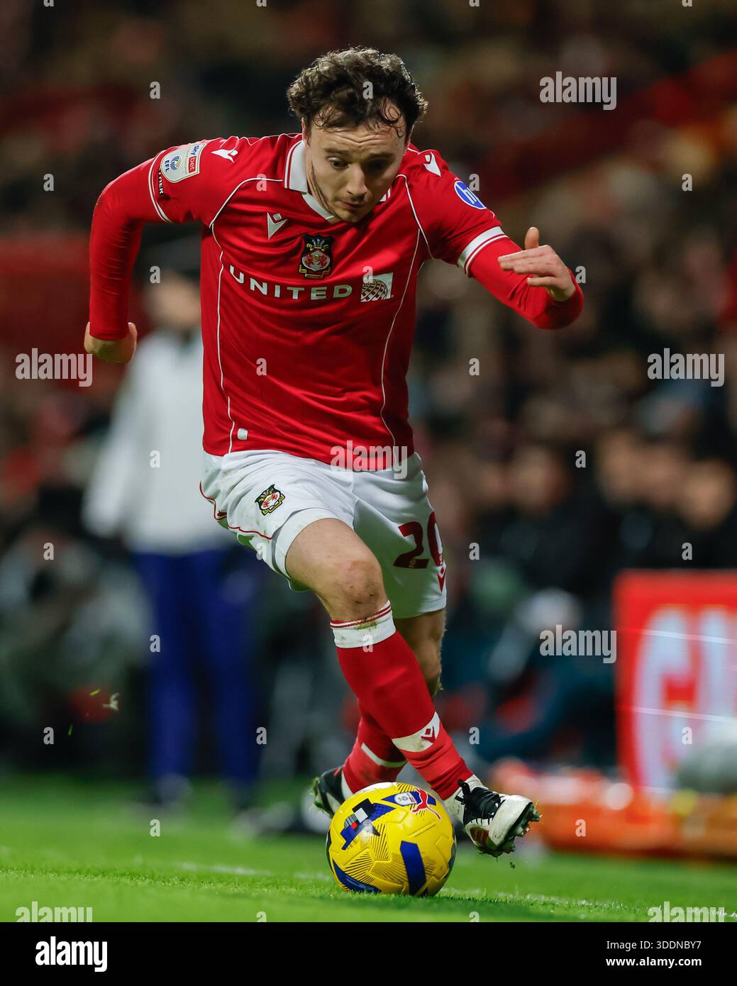 Wrexham’s Ollie Rathbone during the Sky Bet Championship match at the ...