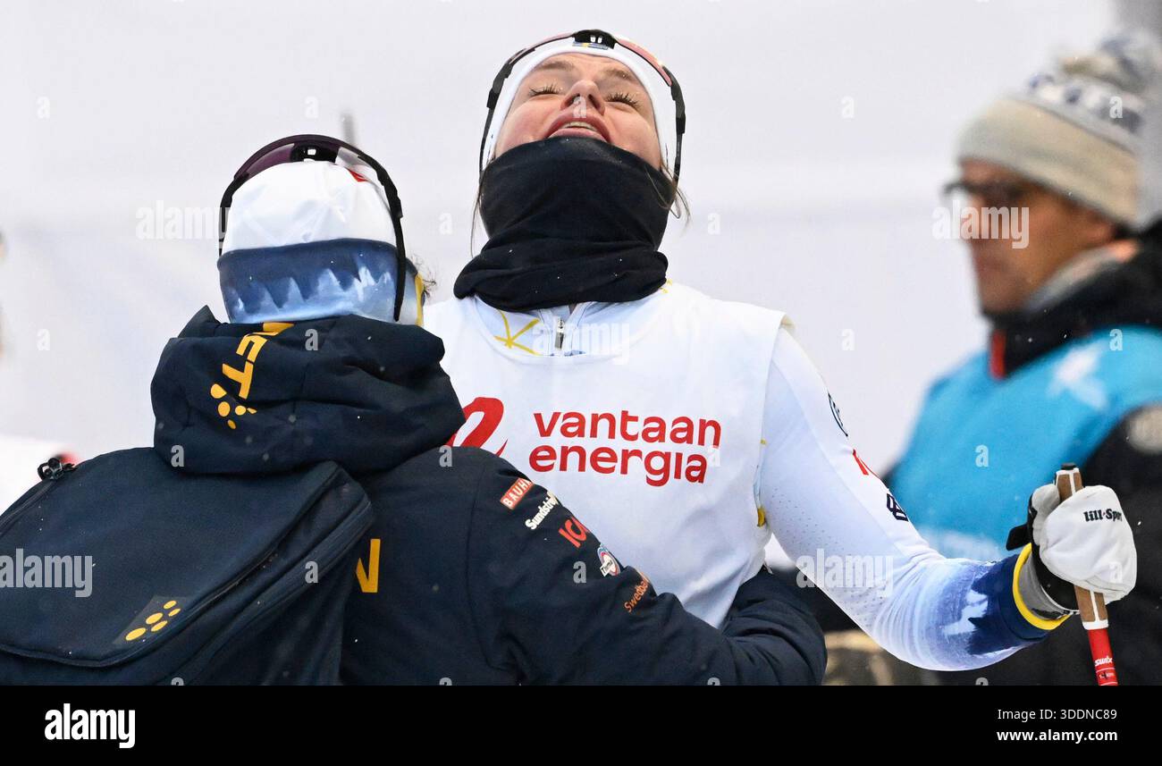 Sweden's Sofia Henriksson at the finish of cross-country Scandinavia ...