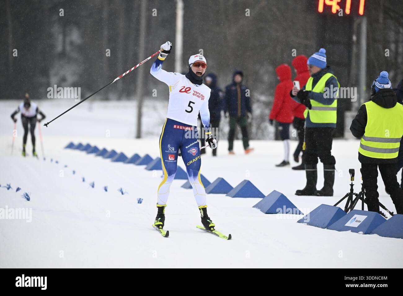 Sweden's Sofia Henriksson at the finish of cross-country Scandinavia ...
