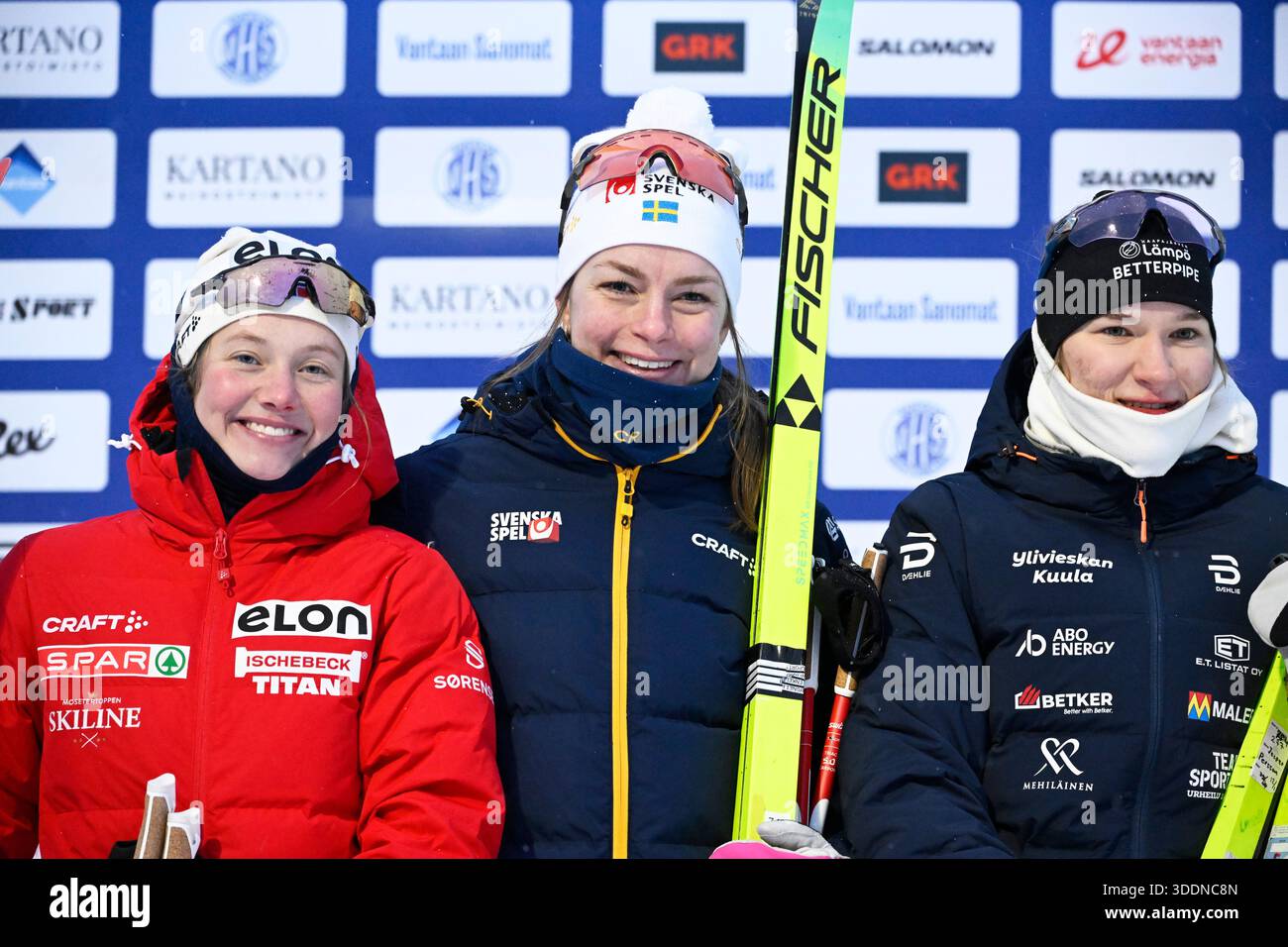 Norway's Hedda Bakkemo (L), Sweden's Sofia Henriksson and Finland's ...