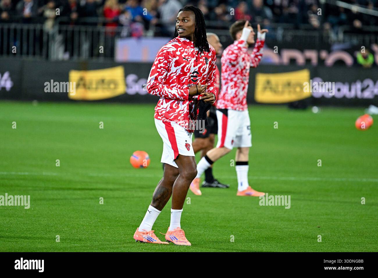 AC Milan's Rafael Leão warms-up during the Serie A soccer match between ...