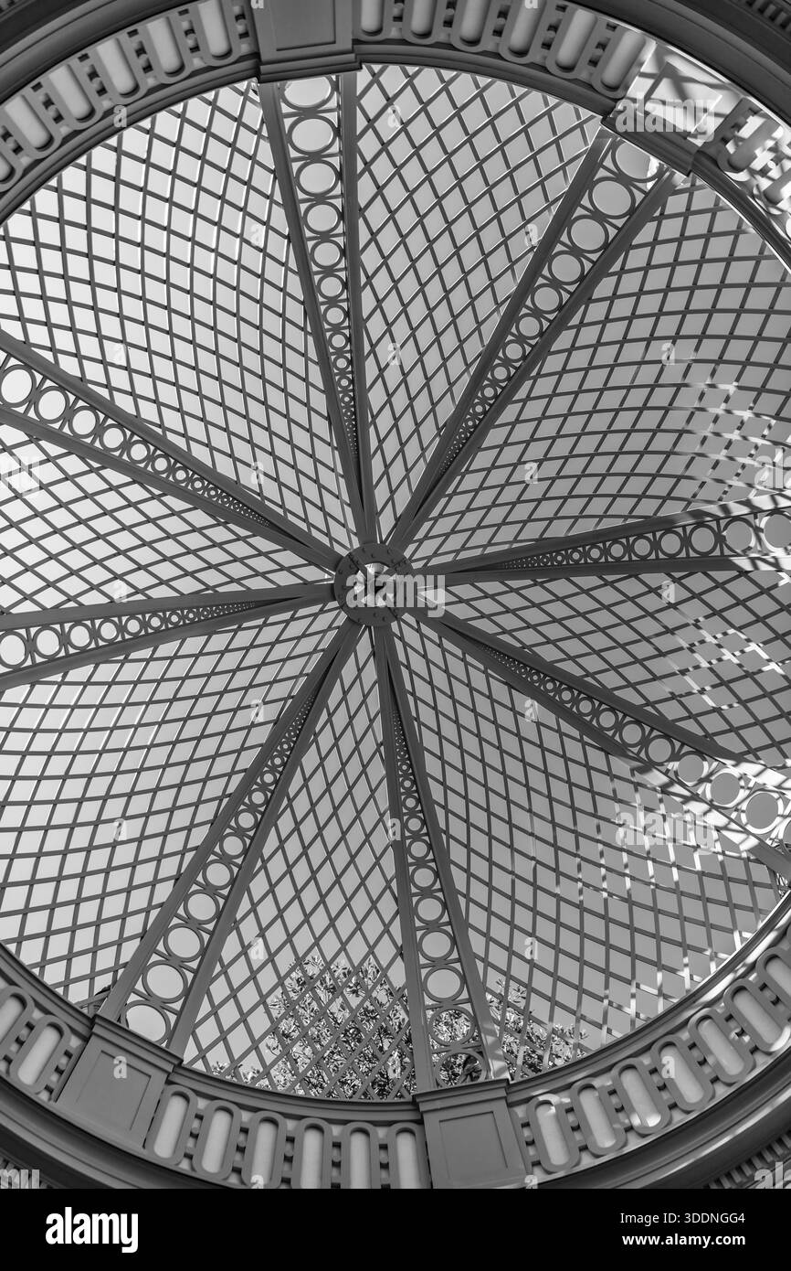 Architectural detail. Iron roof design of gazebo. Iron framed ceiling ...