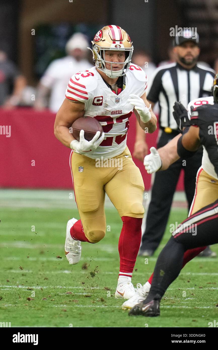 San Francisco 49ers running back Christian McCaffrey (23) against the ...