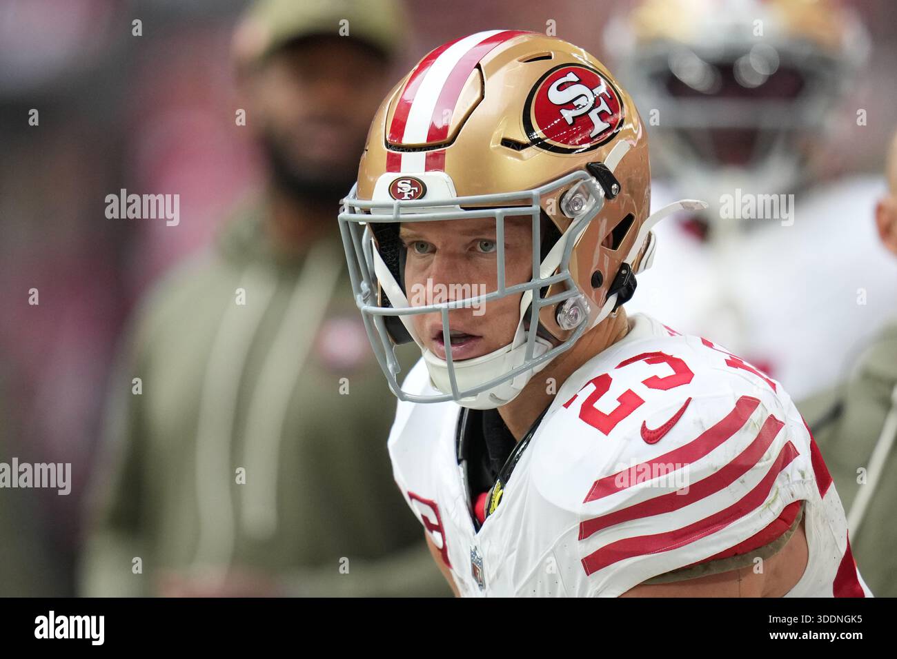 San Francisco 49ers running back Christian McCaffrey (23) against the ...