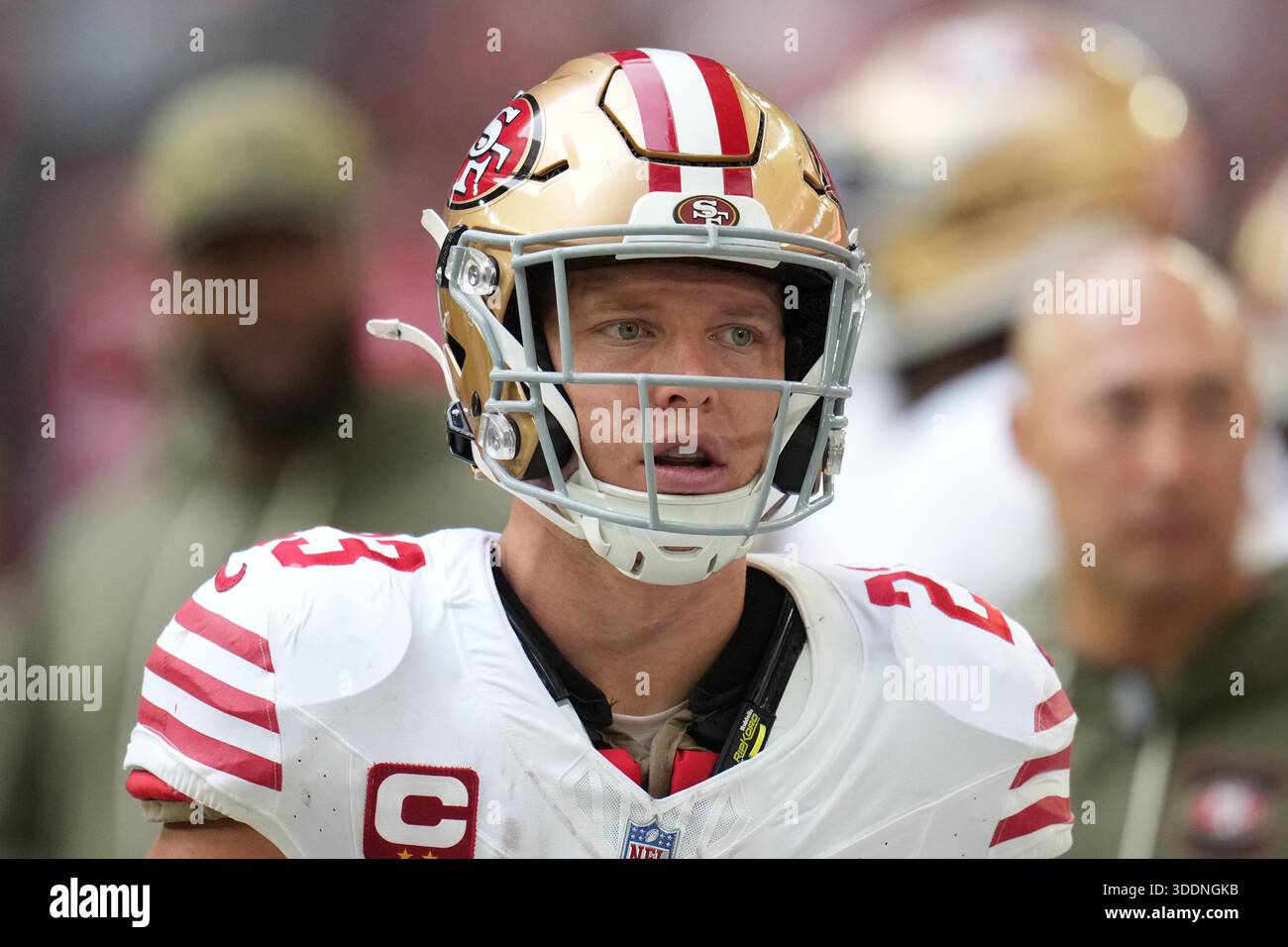 San Francisco 49ers running back Christian McCaffrey (23) against the ...